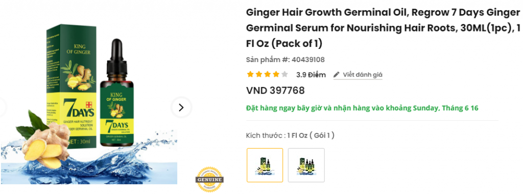 Review Serum gừng 7days mọc tóc King of Ginger có tốt không?